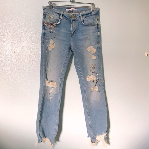 Zara | Jeans | Zara Jeweled Skinny Jeans | Poshmark